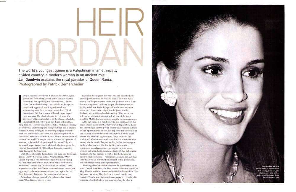 QUEEN RANIA — HARPER’S BAZAAR MAGAZINE – JAN GOODWIN